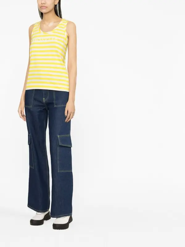 Moncler Striped Logo-print Tank Top - Yellow