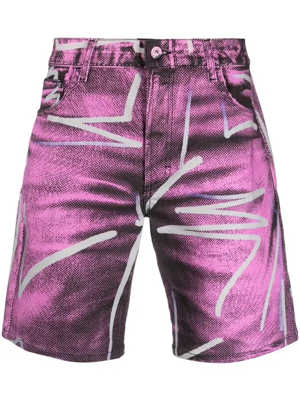 Moschino Illustration-style Print Denim Shorts