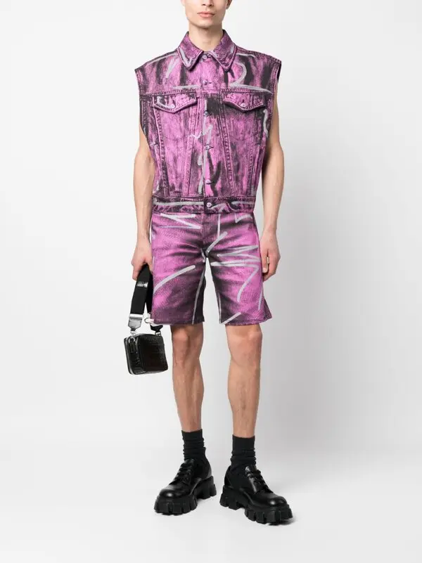 Moschino Illustration-style Print Denim Shorts