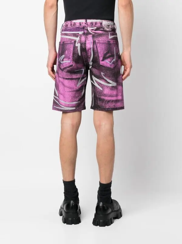 Moschino Illustration-style Print Denim Shorts