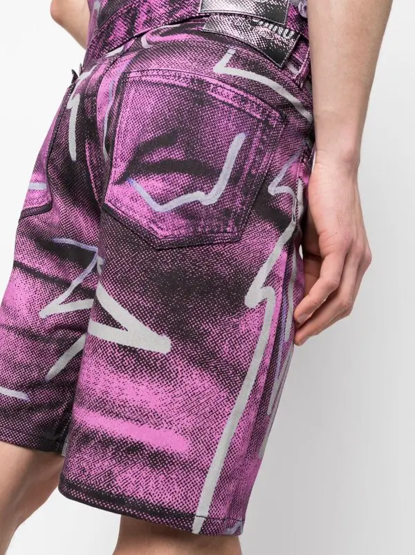 Moschino Illustration-style Print Denim Shorts