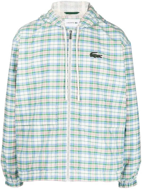 Lacoste Plaid Hooded Track Jacket