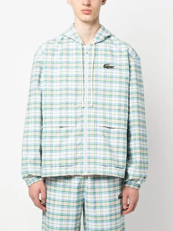 Lacoste Plaid Hooded Track Jacket