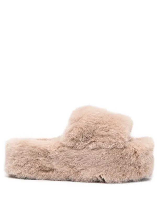 STAND STUDIO Phoebe Faux-fur Platform Slides