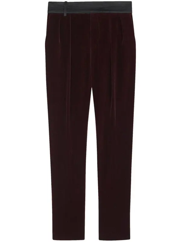 Saint Laurent Velvet-effect Slim-cut Trousers - Black