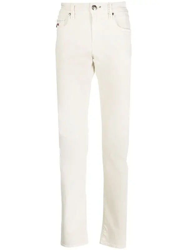TRAMAROSSA Embroidered Logo Slim-fit Jeans - Neutrals