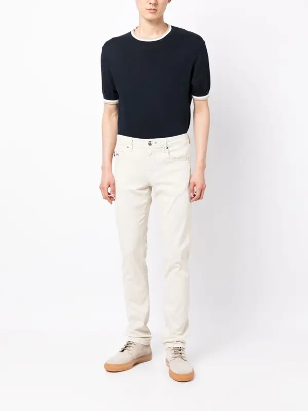 TRAMAROSSA Embroidered Logo Slim-fit Jeans - Neutrals
