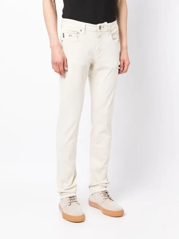 TRAMAROSSA Embroidered Logo Slim-fit Jeans - Neutrals