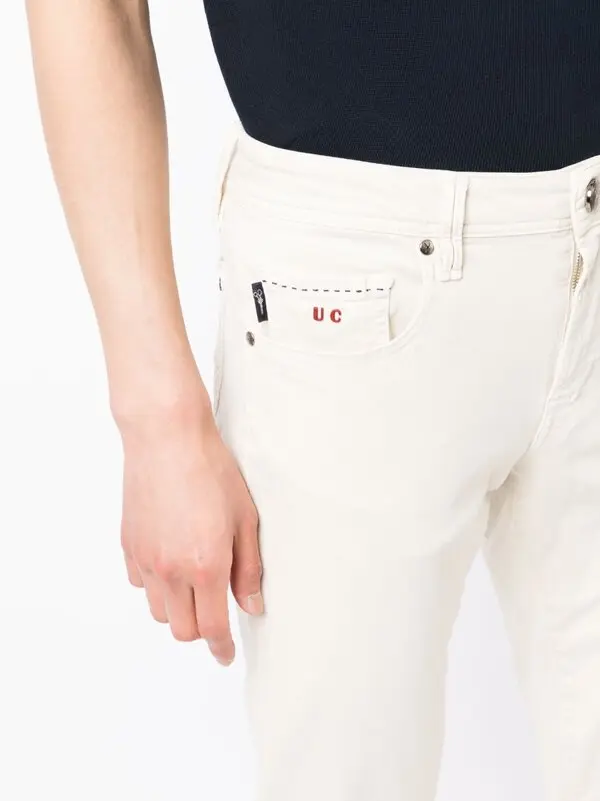TRAMAROSSA Embroidered Logo Slim-fit Jeans - Neutrals