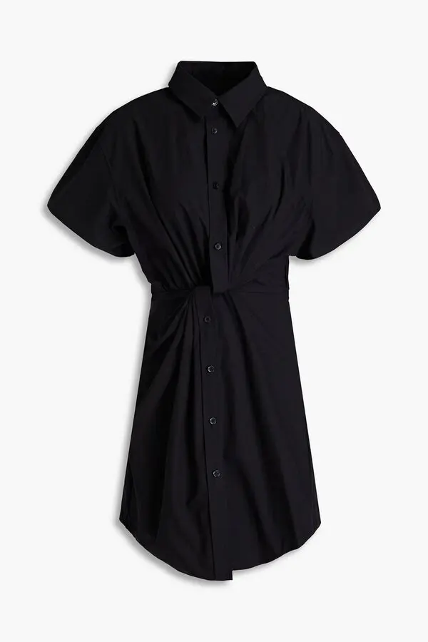 knee length dresses for ladies Alexander Wang Crisp Poplin S/S Mini Shirt Dress W/Twist Detail White main image 0