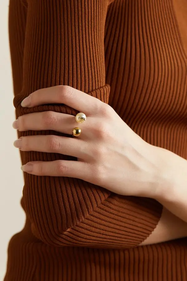 Saint Laurent Cassandre Tone Pearl Ring