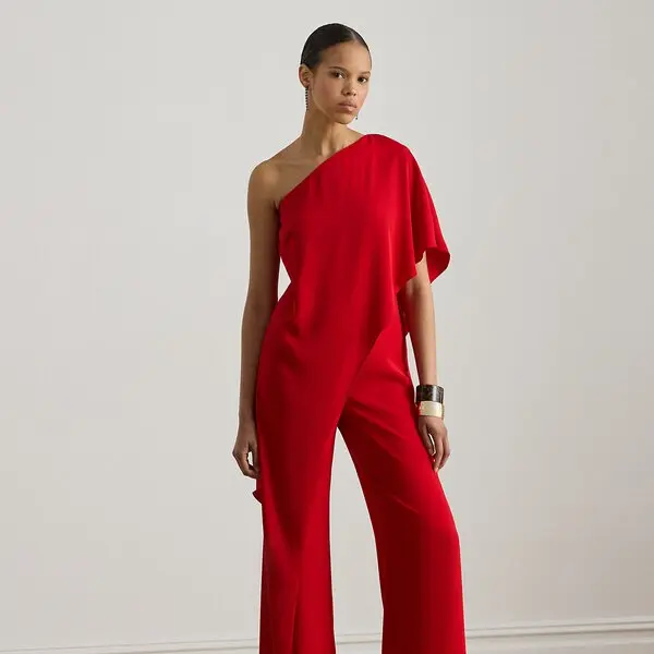 Ralph Lauren Cape Georgette Jumpsuit - Cruise Red