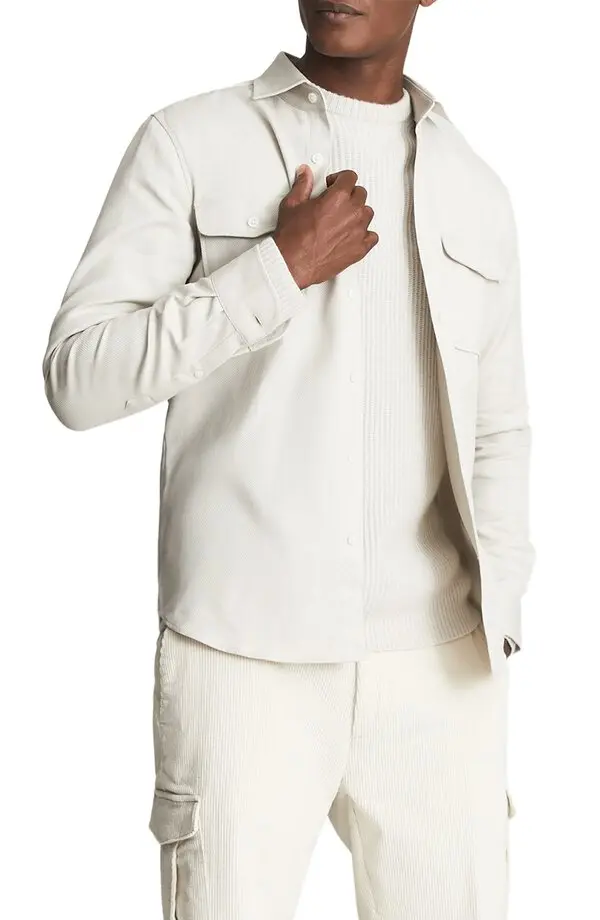 REISS Arlo Cotton Canvas Button-up Shirt Jacket