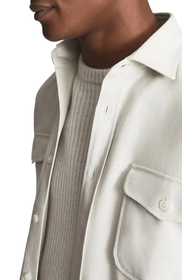 REISS Arlo Cotton Canvas Button-up Shirt Jacket