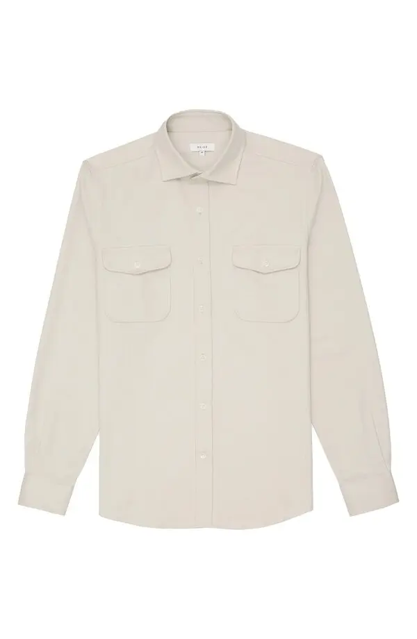 REISS Arlo Cotton Canvas Button-up Shirt Jacket