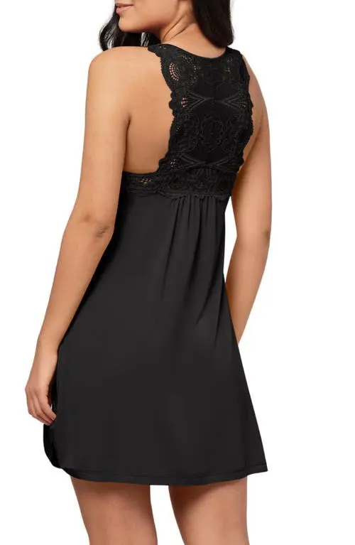Fleur't Belle Epoque Lace Chemise With Bra Pockets - Black