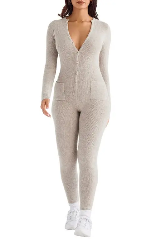 House Of Cb Tiggy Ribbed Lounge Jumpsuit - Opal