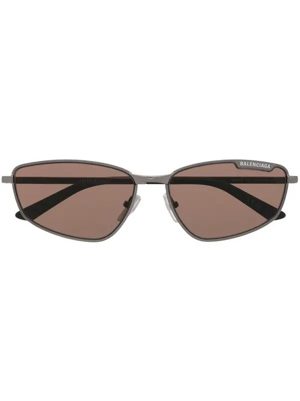 Balenciaga Engraved-logo Biker-style Sunglasses - Silver