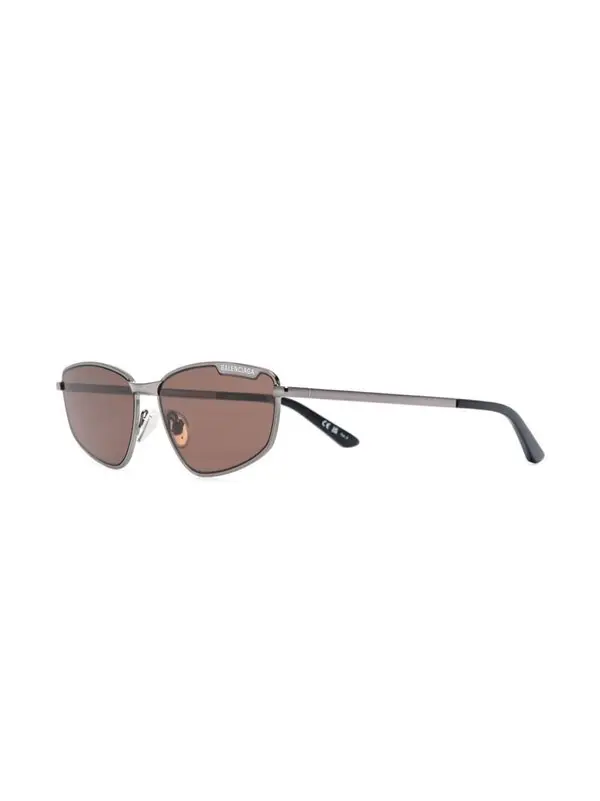 Balenciaga Engraved-logo Biker-style Sunglasses - Silver