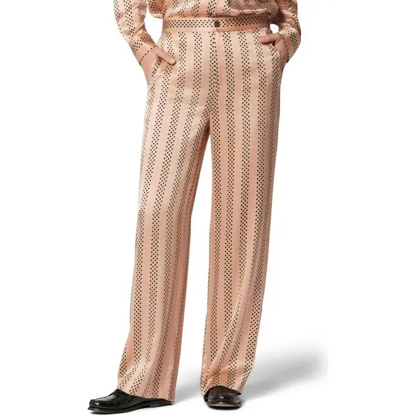 Equipment Aeslin Polka Dot Wide Leg Silk Pants - Praline Multi