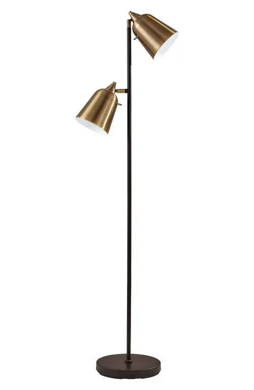 ADESSO Malcolm Floor Lamp - Matte Black/antique Brass