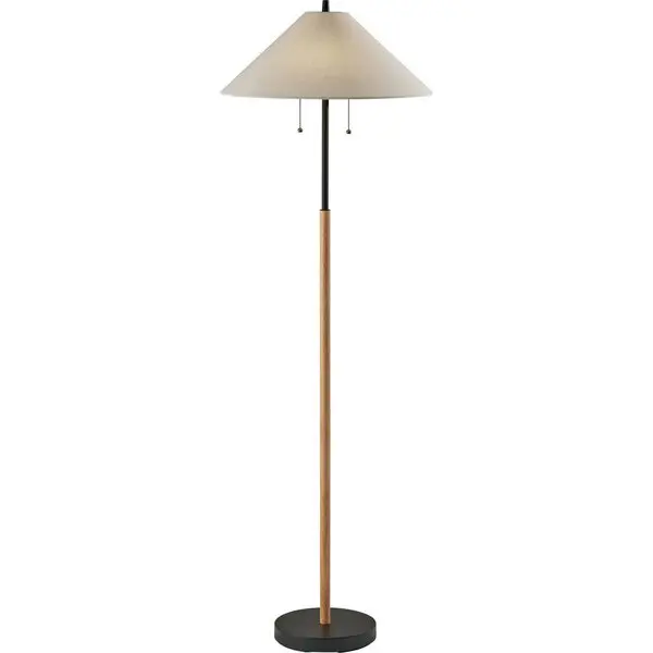 ADESSO Palmer Floor Lamp - Black/natural Wood