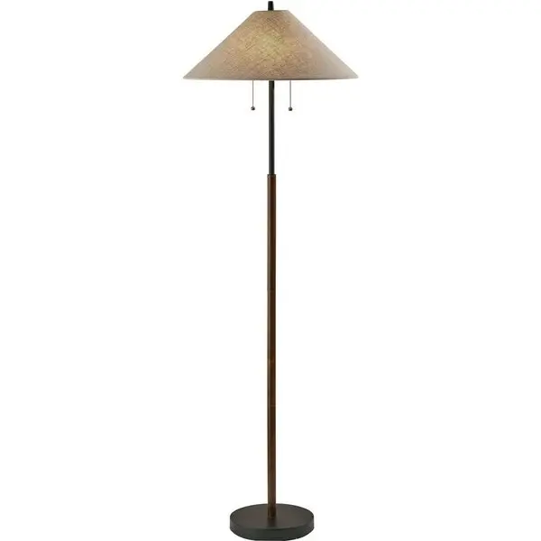 ADESSO Palmer Floor Lamp - Black/walnut Wood