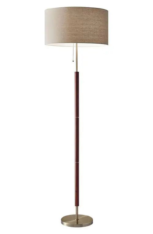 ADESSO Hamilton Floor Lamp - Walnut With Antique Brass