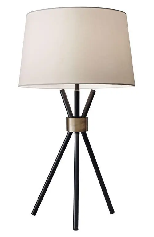 ADESSO Benson Table Lamp - Black With Antique Brass