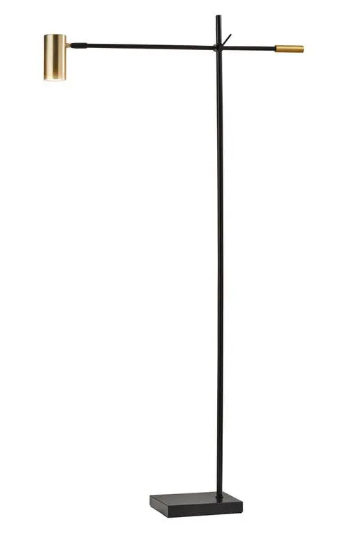 ADESSO Collette Led Floor Lamp - Black With Antique Brass