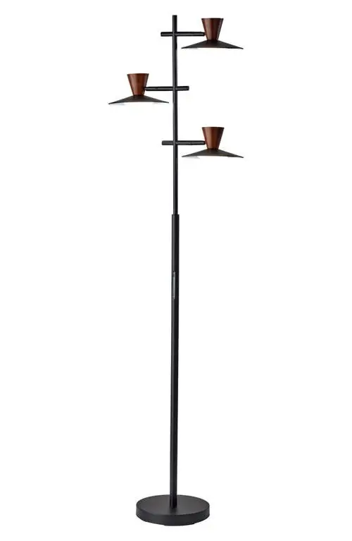 ADESSO Elmore Led Tree Lamp - Black W. Walnut Wood