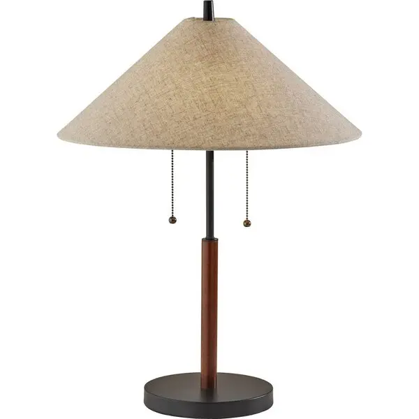 ADESSO Palmer Table Lamp - Black/walnut Wood