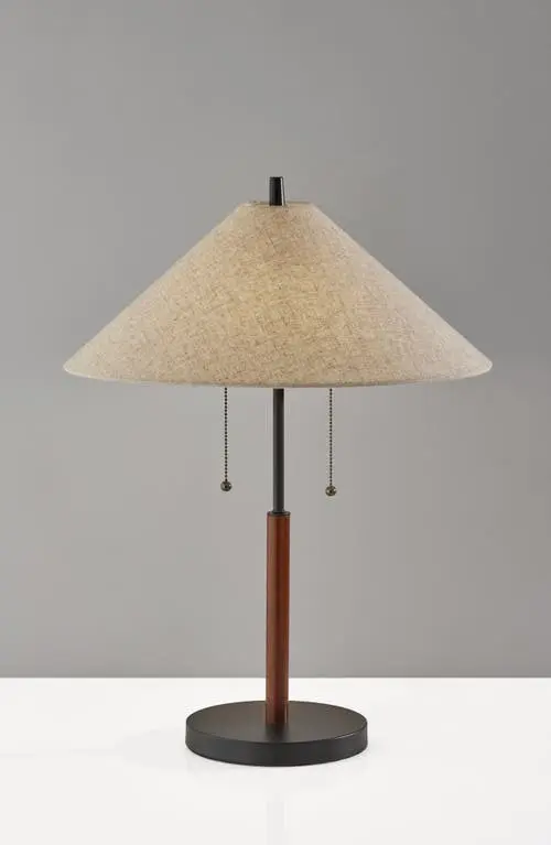 ADESSO Palmer Table Lamp - Black/walnut Wood