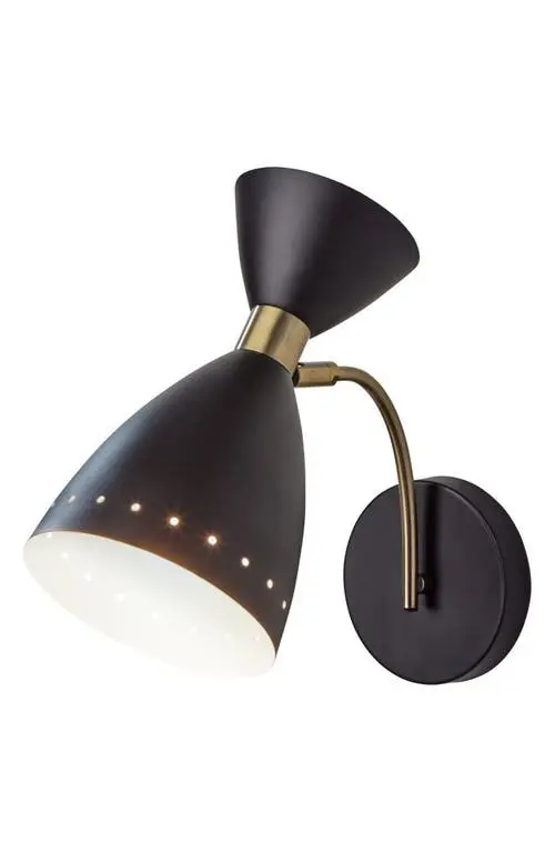 ADESSO Oscar Wall Light - Black W. Antique Brass Accents