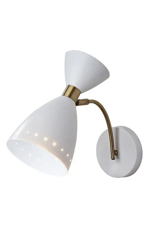 ADESSO Oscar Wall Light - White W. Antique Brass Accents
