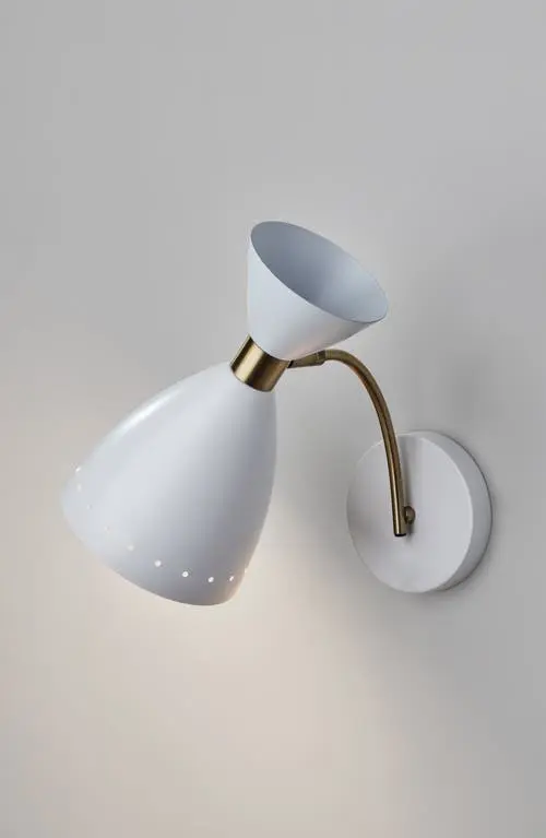 ADESSO Oscar Wall Light - White W. Antique Brass Accents