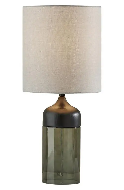 ADESSO Marina Tall Table Lamp - Black With Smoked Glass