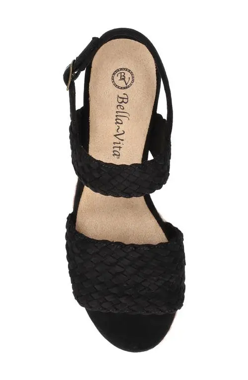 Bella Vita Mariella Slingback Wedge Sandal Black Suede