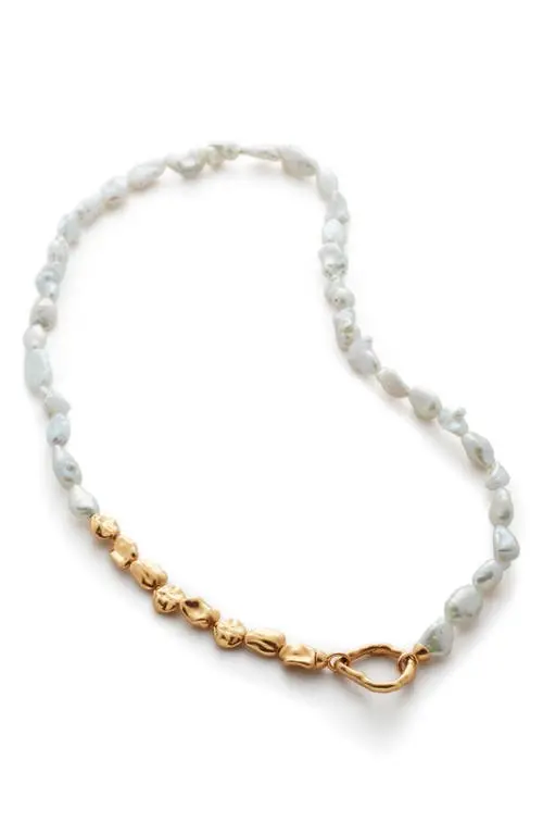 Monica Vinader Keshi Pearl Necklace - Gold/white