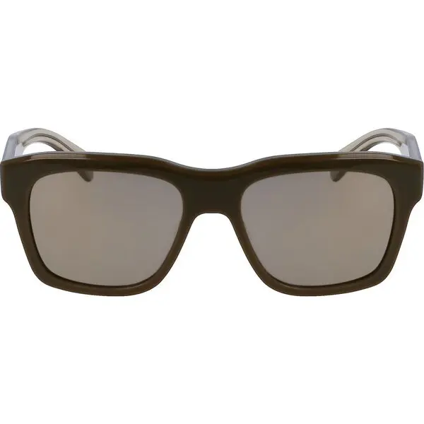 FERRAGAMO 56mm Polarized Rectangular Sunglasses - Dark Khaki