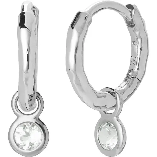 Monica Vinader Mini Huggie Earrings - Sterling Silver/topaz