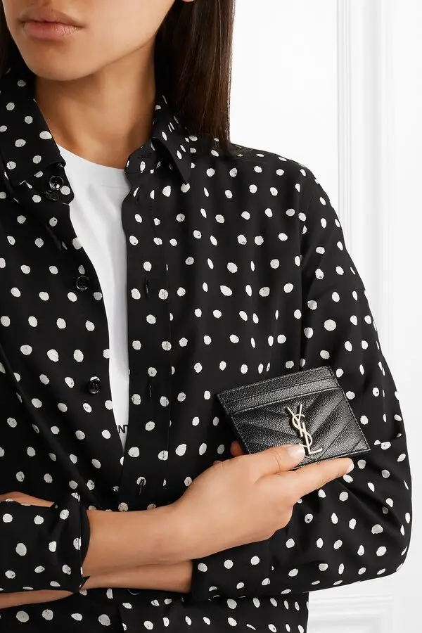 Saint Laurent Monogramme Quilted Textured-leather Cardholder