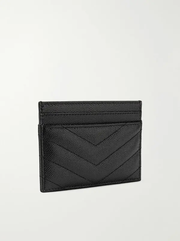 Saint Laurent Monogramme Quilted Textured-leather Cardholder - Black