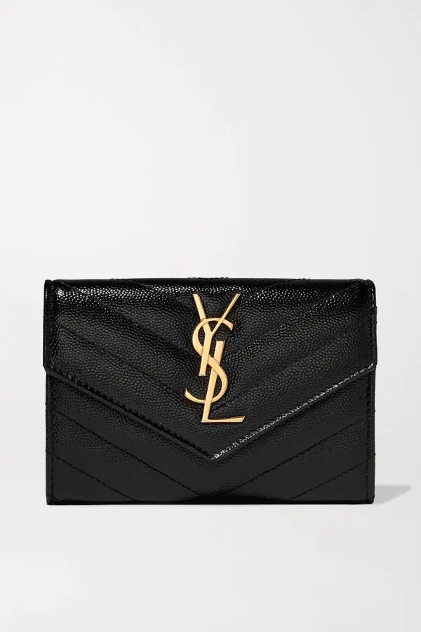 Saint Laurent Monogramme Envelope Quilted Textured-leather Wallet - Black