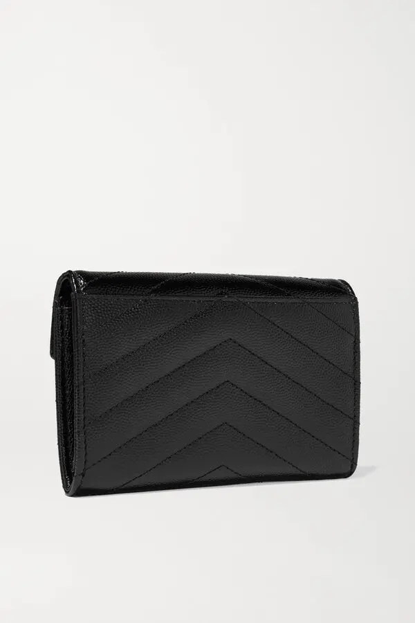 Saint Laurent Monogramme Envelope Quilted Textured-leather Wallet