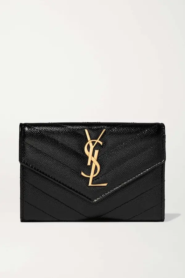 Saint Laurent Monogramme Envelope Quilted Textured-leather Wallet