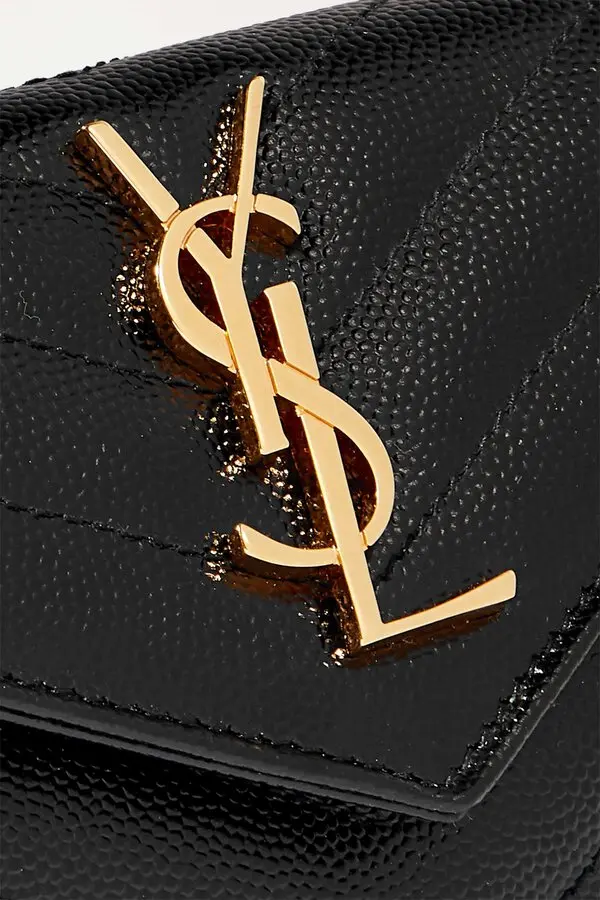 Saint Laurent Monogramme Envelope Quilted Textured-leather Wallet