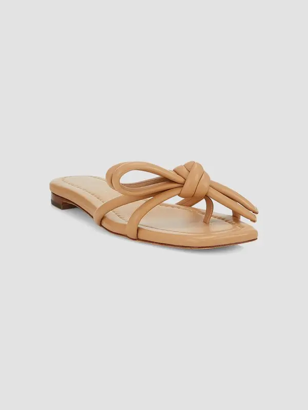 LOEFFLER RANDALL Hadley Leather Bow Flat Sandals - Dune