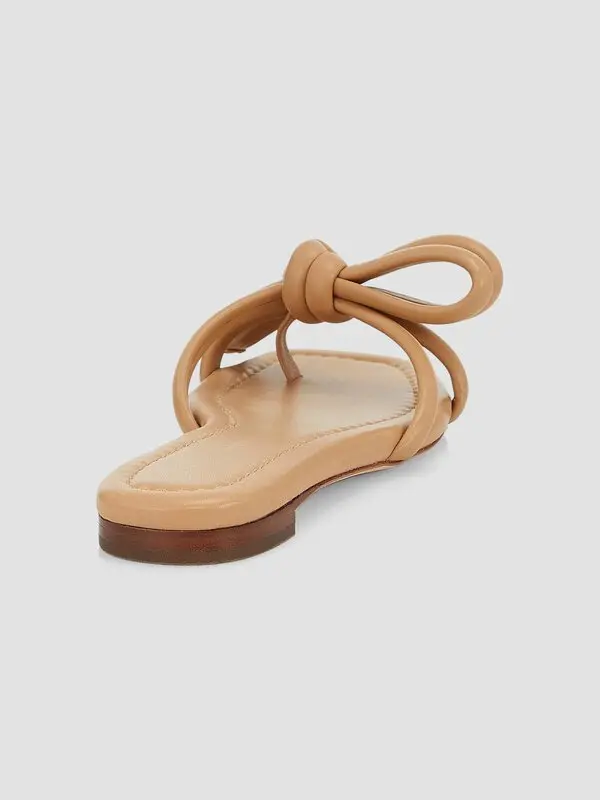 LOEFFLER RANDALL Hadley Leather Bow Flat Sandals - Dune