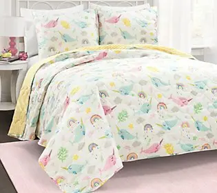 LUSH DECOR Magical Narwhal 3pc Full/queen Quilt Set - One-color